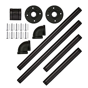 GREENSTELL Clothes Rack,36.2 Inch Industrial Pipe Wall Mounted Garment Rack,Space-Saving Hanging Clothes Rack,Heavy Duty Detachable Garment Bar,Multi-Purpose Hanging Rod for Closet 2 Base (2 Pack)