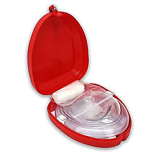EverOne CPR Rescue Mask, Adult/Child Pocket Resuscitator, Hard Case with Wrist Strap + Gloves & Wipes
