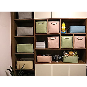 HARMOSO Fabric Storage Basket Pink Cloth bins Collapsible Storage Cubes Closet Organizer Bins Rectangle Basket with Handles Organizing Cute Cube Bins for Bedroom Playroom (Pink 14×10.6×6.6-3Pack )