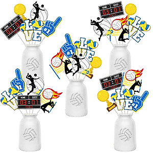 Cheereveal 24 Pieces Volleyball Centerpiece Sticks, Bump Set Spike Volleyball Table Toppers, Sports Themed Baby Shower Birthday Party Decorations