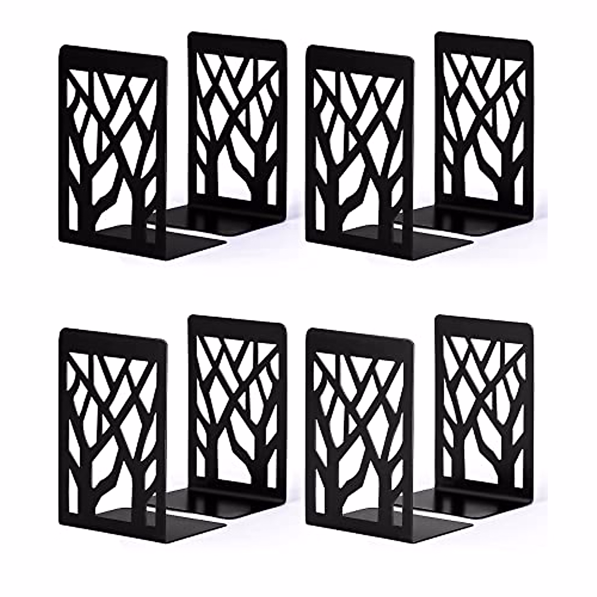 Book Ends, Bookends, Book Ends for Shelves, Bookends for Shelves, Bookend, Book Ends for Heavy Books, Book Shelf Holder Home Decorative, Metal Bookends Black 4 Pair, Bookend Supports, Book Stoppers