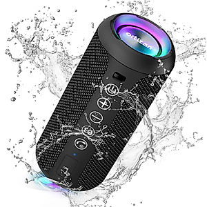 Ortizan Portable Bluetooth Speaker, IPX7 Waterproof Wireless Speaker with 24W Loud Stereo Sound, Outdoor Speakers with Bluetooth 5.0, 30H Playtime, 66ft Bluetooth Range, Dual Pairing for Home, Party
