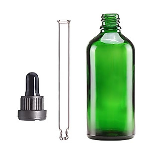 YIZHAO Green Glass Dropper Bottle 4oz, Tincture Bottles with Glass Dropper, for Essential Oils, Aromatherapy, Cosmetic, Laboratory, Pharmacy, Liquids, Travel –4 Pcs