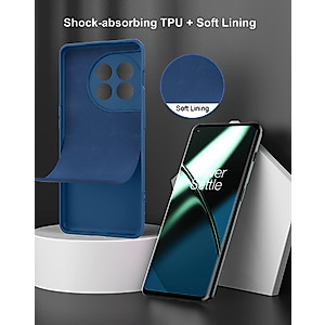Foluu Silicone Case for OnePlus 11, Liquid Gel Rubber Bumper Case with Soft Microfiber Lining Cushion Slim Hard Shell Shockproof Protective Cover for OnePlus 11 5G 2023 (Blue)