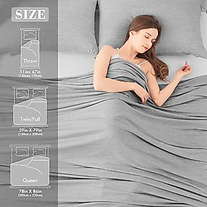 LUXEAR Cooling Blanket for Hot Sleepers Night Sweats Japanese Q-Max>0.4 Arc-Chill Cooling Fiber Keep Adults/Children Cool All Night Twin Size Cool Summer Blanket 59 X 79in -Gray