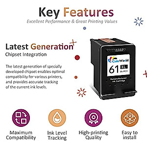 ColoWorld Remanufactured 61XL Replacement for HP 61 Ink Cartridge Fit for OfficeJet 4630 4632 Printer Envy 4500 4502 5534 5535 DeskJet 2512 3510 2542 2540 2544 3000 3050a 3052a 1055 2548 ( 1 Black )