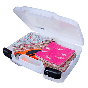 ArtBin 6977AB 12 inch Quick View Deep Base Carrying Case, Portable Art & Craft Organizer with Handle, [1] Plastic Storage Case, Translucent