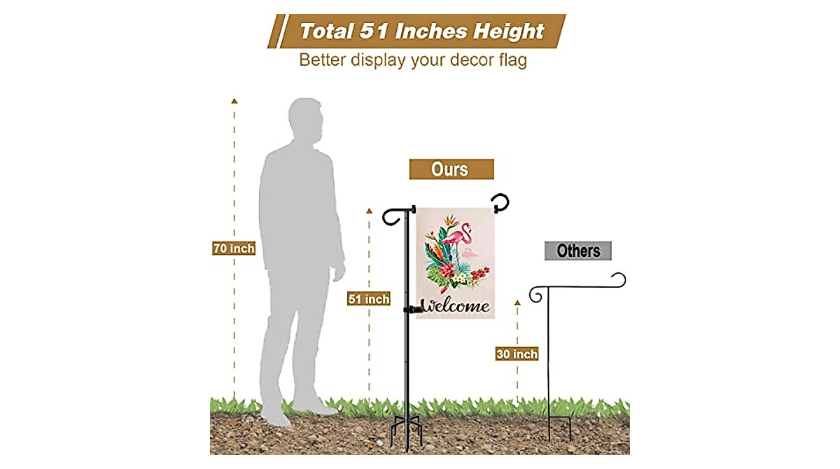 Whoonba 51" Garden Flag Stand - Durable & Adjustable