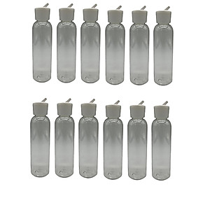 Natural Farms 4 oz Clear Cosmo BPA FREE Bottles - 12 Pack Empty Refillable Containers - Essential Oils - Hair - Aromatherapy | White Spout Cap - Made in the USA