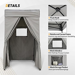 EAGLE PEAK Flex Compact 4x4 Pop-up Canopy Changing Room, Portable Privacy Dressing Room for Indoor Fashion Photoshoots, Camping, or Pool, Gray