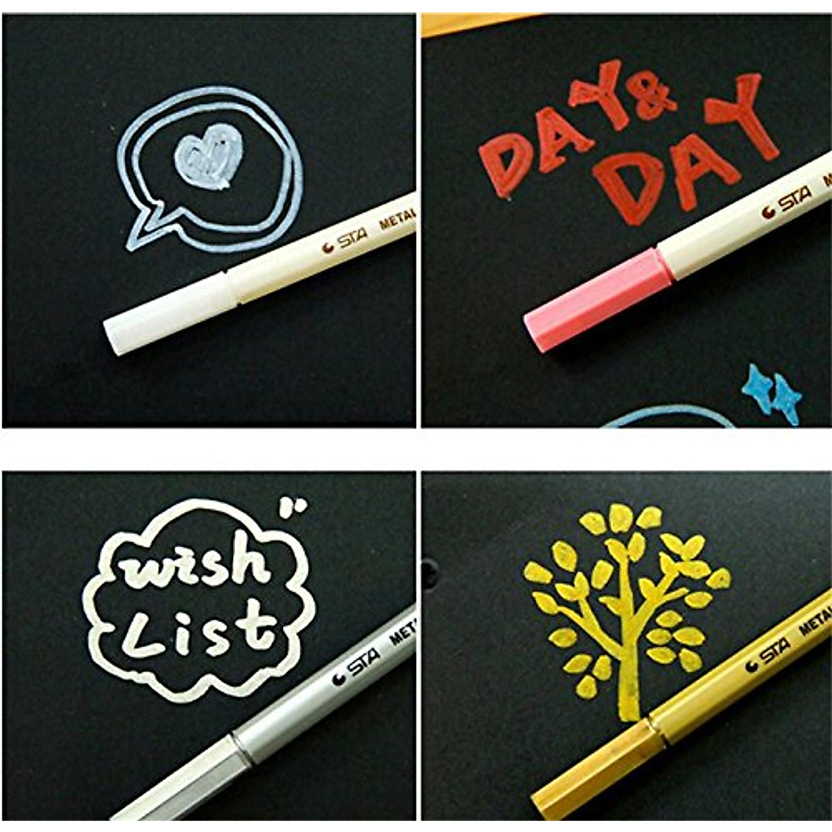 10pcs/lot Album Photo STA Metallic Multi Color Pens Markers DIY Arts & Crafts 10 Color Gel Pens