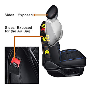 LUCKYMAN CLUB Car Seat Covers with Waterproof Faux Leather Fit for Most Sedan SUV Such as Elentra Sonata Tucson Chevy Equinox Vw CRV Mazda6 (Black& Blue)