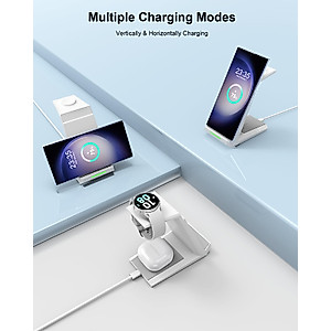 Wireless Charging Station for Samsung - NANAMI 3 in 1 Wireless Charger for Multiple Devices, Fast Charger Stand for Galaxy S24 S23 Ultra S22 S21 Z Flip Fold 4, Watch 6/5/5 Pro/4/3,Galaxy Buds 2 Pro