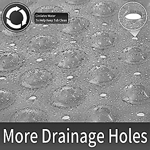 Yimobra Shower Bathtub Mat Non Slip, 21x21 Inch, Soft Square Bath Mat for Tub with Suction Cups and Drain Holes, Stall Floor Mats for Bathroom, Machine Washable, Bathroom Accessories, Clear Gray