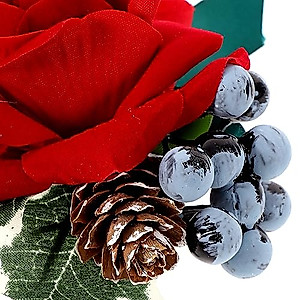 Didiseaon Christmas Decor Christmas Wrist Corsage Wristlet, Christmas Theme Bride Bridegroom Boutonniere Pine Cone Corsage for Wedding Boutonniere Decor Fresh Flowers