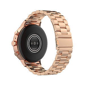 FitTurn Bands Compatible with FITVII Metal Stainless Steel Watch Band Replacement Classic Durable Solid Link Accessory Buckle Metal Strap Wrist Band for FITVII H86 Fitness Tracker (RoseGold)