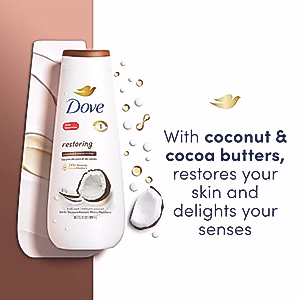 Dove Body Wash Restoring Coconut & Cocoa Butter for Renewed, Healthy-Looking Skin Gentle Skin Cleanser That Effectively Washes Away Bacteria While Nourishing Your Skin 20 oz