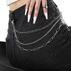 Tgirls Hip Hop Pants Chain Acrylic Jean Chain for Women Punk Pocket Chains for Men Layered Goth Keychains Colorful Trouser Chain Rock Wallet Chain Body Accessories for Girls (3 Moon)