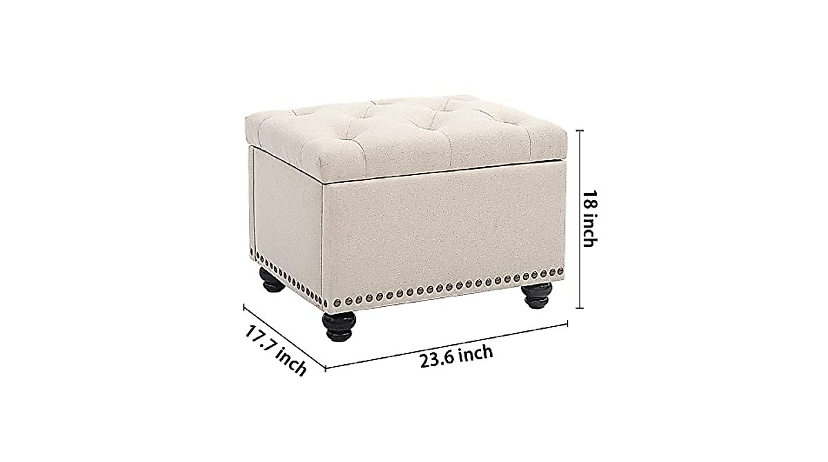 Homestripe 24 Inch Storage Ottoman - Stylish & Functional