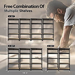 Prilinex Heavy Duty Storage Shelves - 35.5" W x 16" D x 71" H 5-Tier Adjustable Metal Garage Shelving Unit, Standing Utility Shelf Racks for Pantry Warehouse Kitchen, Black