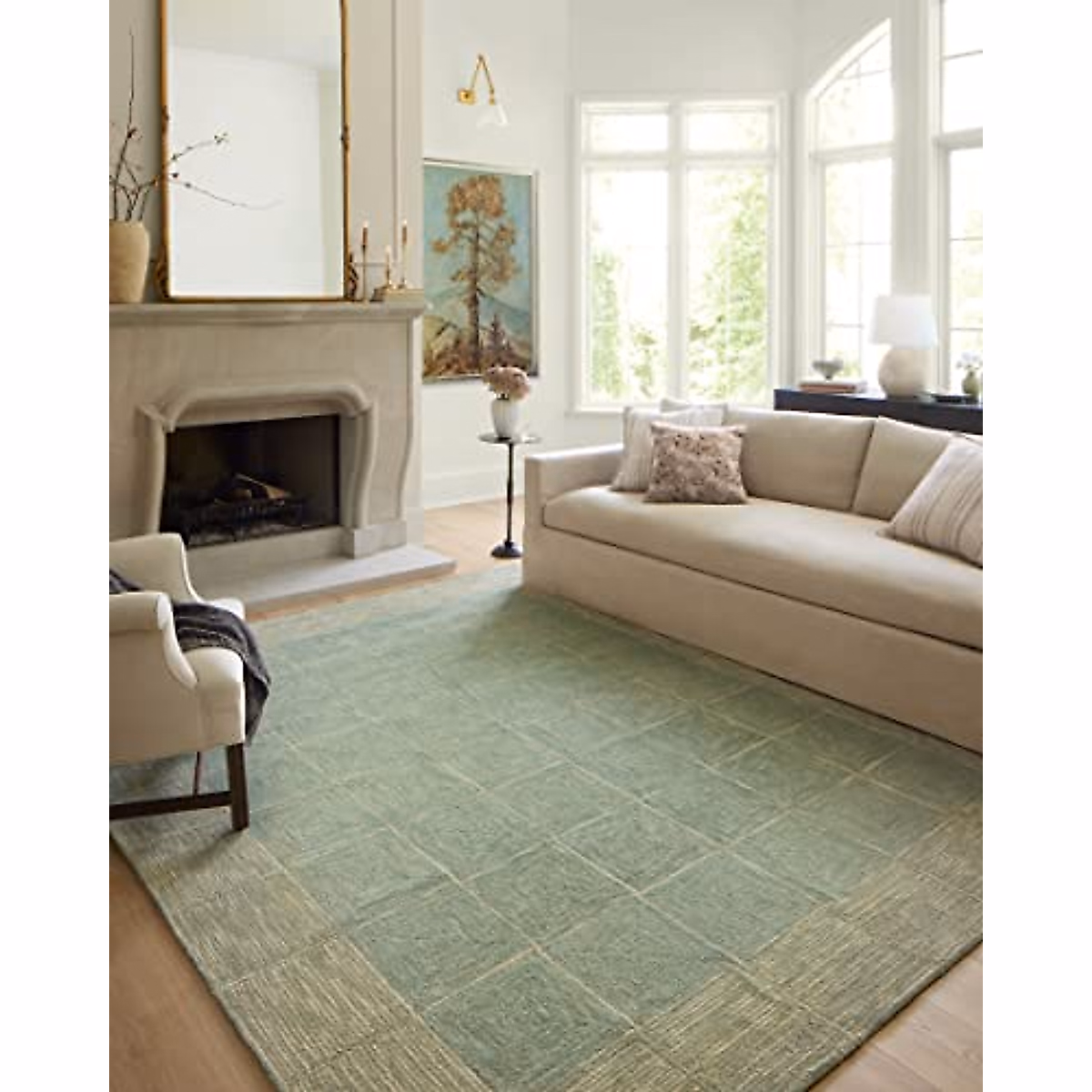Loloi Chris Loves Julia x Francis Collection FRA-02 Green/Natural, Contemporary 9'-3" x 13' Area Rug
