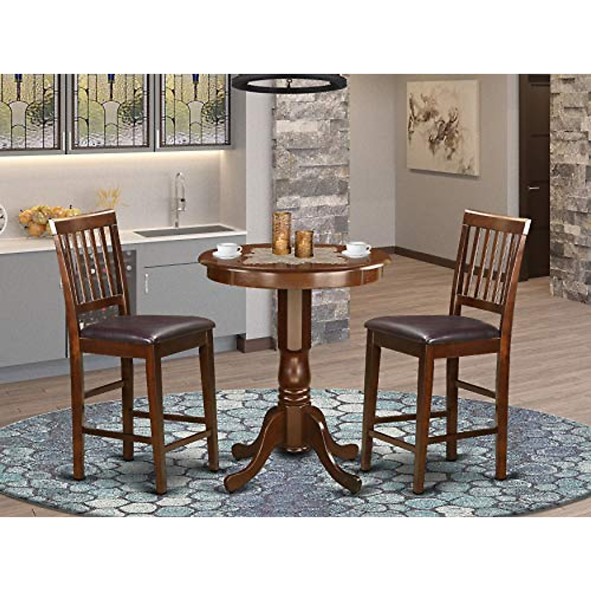 East West Furniture EDVN3-MAH-LC Dining Table set, 30x30 Inch