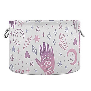 ALAZA Moon Stars Magical Boho Storage Basket Gift Baskets Large Collapsible Laundry Hamper with Handle, 20x20x14 in