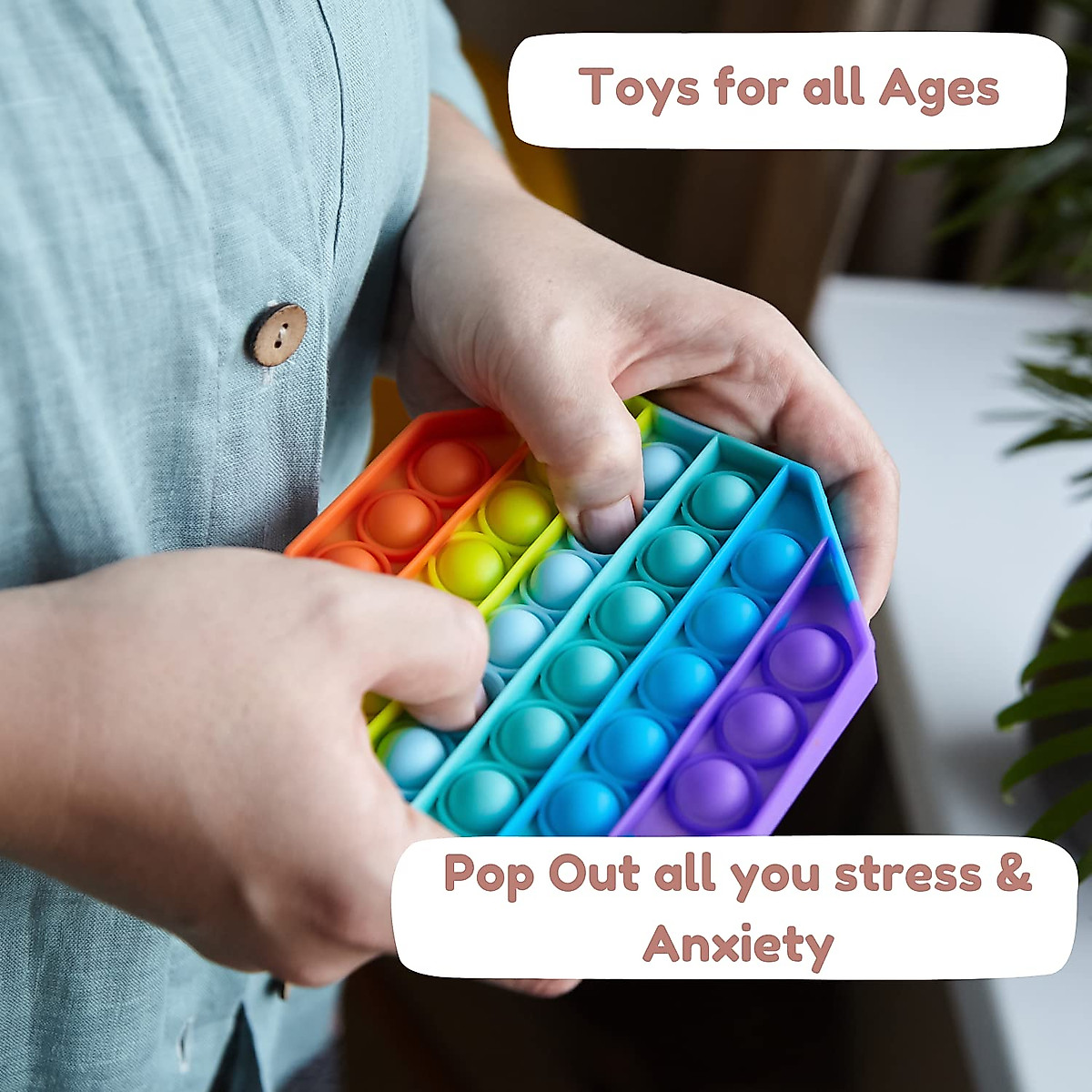 Lyft Livin Teethers Push Pop SiliconeToys for Babies Toddlers |Adults| Relief Sensory Poppers Fidget Helps Improve Motor Skill Memory & Autism for Preschool Crawling Baby Kids - Rainbow Circle