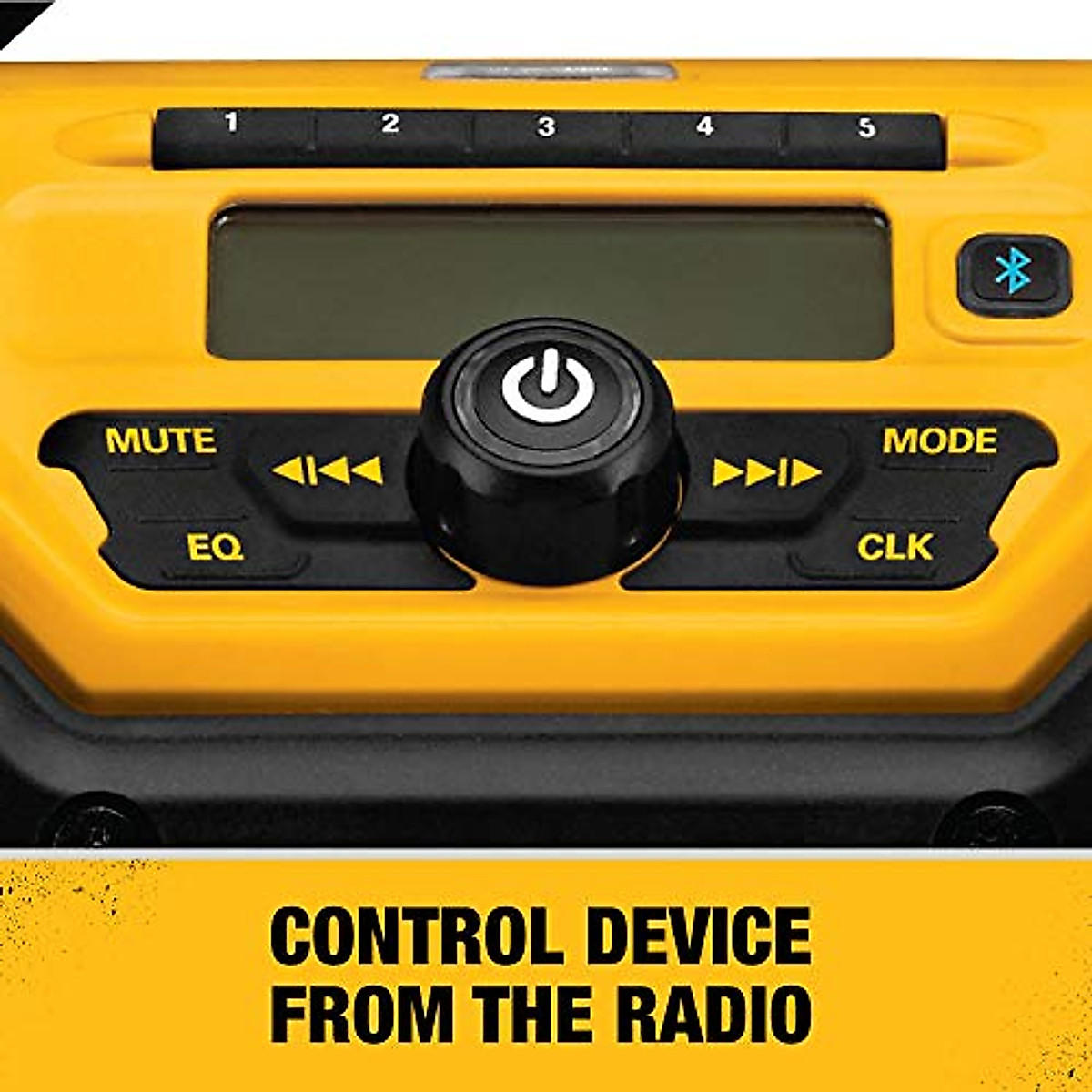 DEWALT 20V MAX Bluetooth Radio, 100 ft Range, Battery and AC Power Cord Included, Portable for Jobsites (DCR025)