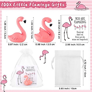 Poen 300 Pcs Employee Appreciation Gifts Flamingo Party Favors Inspirational Gift Include 100 Mini Flamingos Figurine 100 Motivation Cards 100 Organza Bags for Coworker Staff Christmas Thanksgiving
