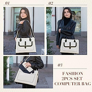 Missnine Laptop Bag with Removable Purse 15.6 inch Computer Bag Leather Briefcase for Women Work Bag Set Large Laptop Tote Bag for Office, Business