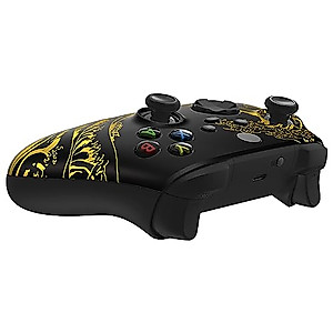 eXtremeRate The Great Golden Wave Off Kanagawa - Black Housing Shell for Xbox Series X & S Controller Model 1914, Custom Replacement Cover Faceplate for Xbox Core Controller - Controller NOT Included