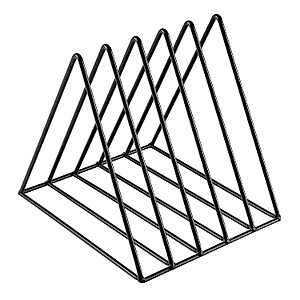 Goiio 1 Pcs Triangle File Holder, 5 Slot Metal Magazine Holder, for Office Home, Black