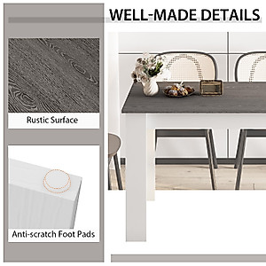 Giantex 5-Piece Wooden Dining Set, Modern Rectangular Dining Table & 4 High-Back Chairs, Dinette Set w/Rubber Wood Legs, Kitchen Furniture for Dining Room Kitchen Restaurant (Dark Grey+White)