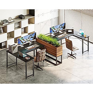 ODK L Shaped Desk, Computer Corner Desk, Gaming Desk, Home Office Writing Desk, Modern Wooden Workstation Desk, Easy to Assemble, 53 Inch, Black