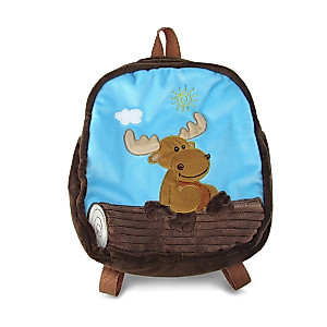 Puzzled DolliBu Moose Stuffed Animal Backpack - Super Soft Plush Stuffed Animal Bag for Children Accessories, Kids First Travel Plush Bag Toy For Boys & Girls- 11"