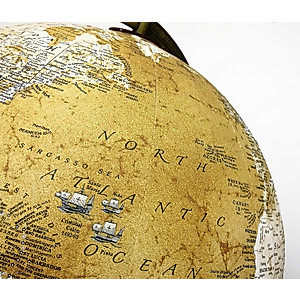 Replogle Morgan – Designer Series Globe, Old World Style Globe, Raised Relief, Charred Hardwood Base, Antique brass plated Semi-Meridian, Velvety texture ball (12"/30 cm diameter)