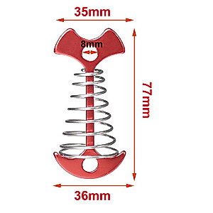 6pcs Aluminum Guyline Cord Adjuster Rope Tensioners Tent Awning Deck Anchor Pegs for Camping Hiking Outdoor Gallery Road or Timber Deck, 3 Inches Fishbone Shape with Spring Buckle