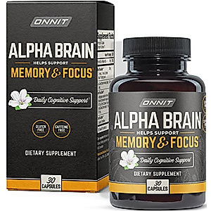 ONNIT Alpha Brain Premium Nootropic Brain Supplement, 30 Count, for Men & Women - Caffeine-Free Focus Capsules for Concentration, Brain & Memory Support - Brain Booster Cat's Claw, Bacopa, Oat Straw
