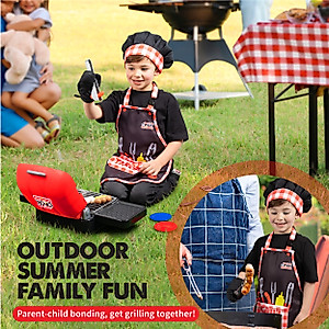 Born Toys Kids Grill Playset - Interactive Kids BBQ Grill Playset w/Pretend Smoke, Sound & Light- Dress Up & Pretend Play Kitchen Toy Grill for Kids Ages 3 & Up w/Kids Apron Hat & Cooking Mitt 20pcs