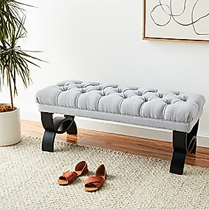 Christopher Knight Home Scarlett Fabric Ottoman Bench, Light Grey 17.25”D x 41.00”W x 16.75”H