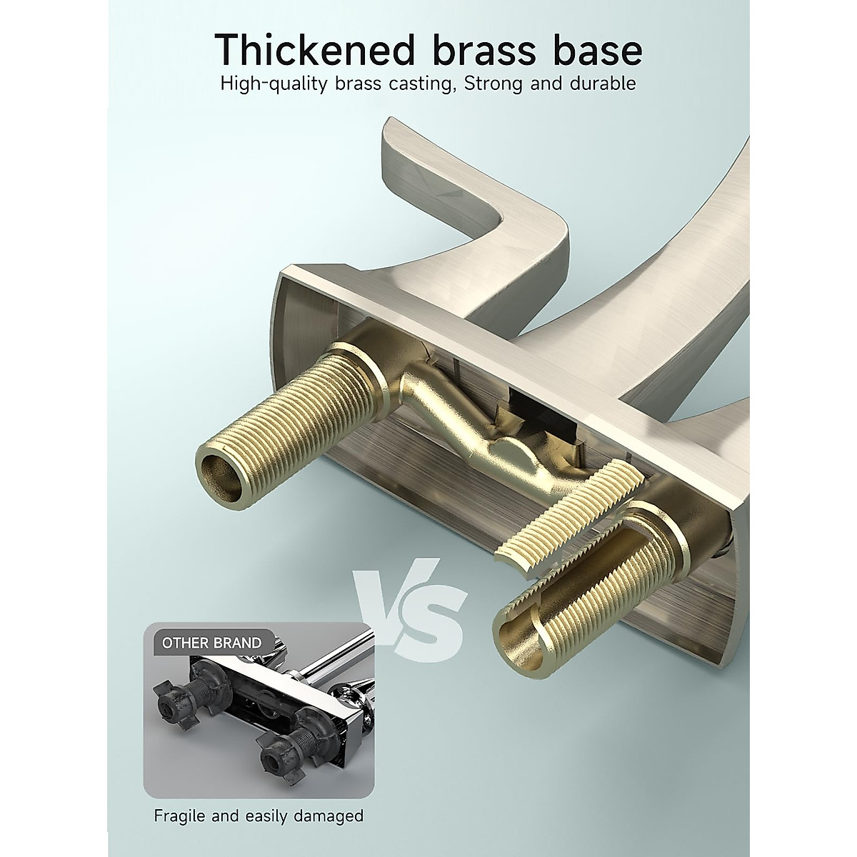 Brushed Nickel Bathroom Sink Faucet - Rainsworth 4 inch Widerspread Bathroom Faucets for 3 Hole with 2-Handles Pop-up Drain, Touch on Morden Faucet for Vanity RV Bath