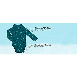 Hanes Ultimate Baby Flexy 3 Pack Long Sleeve Polo Bodysuits, Blues, 0-6 Months