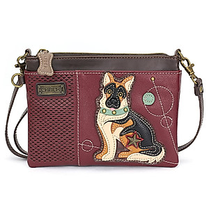 Chala Handbags German Shepherd Mini Crossbody Handbag Dog Lovers Convertible Straps German Shepherd Mom