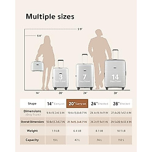 LUGGEX Checked Luggage with Spinner Wheels, PP Lightweight Suitcase for Travel (White, 28 Inch)