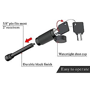 DoPake Metal Trailer Hitch Cover,Heavy Duty 2" Inch Tow Rear Receivers Plug Covers,USA American Flag Hitch Cover （with 3-3/5" Usable Length,5/8-inch Diameter Pin） for Trucks Cars SUV (Black)