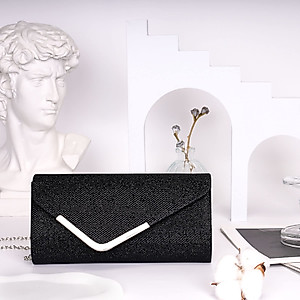 Larcenciel Black Clutch Purses for Women Shiny Sequin Envelope Evening Bag