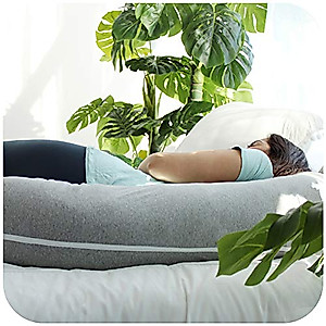 Pharmedoc Pregnancy Pillow Replacement Jersey Cover (Cover Only) for C Shaped Full Body Pillow - Body Pillow Cover Only - Grey