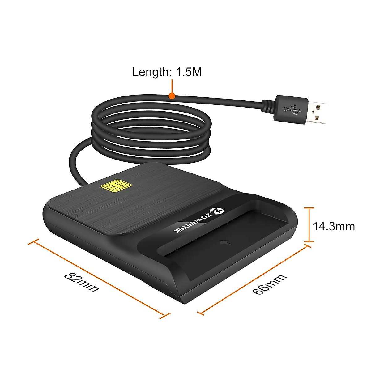 ZOWEETEK USB Smart Card Reader, CAC Card Reader Military, Compatible with Windows, Mac OS and Linux