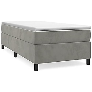 vidaXL Box Spring Bed with Mattress Home Bedroom Mattress Pad Single Bed Frame Base Foam Topper Furniture Light Gray 39.4"x79.9" Twin XL Velvet